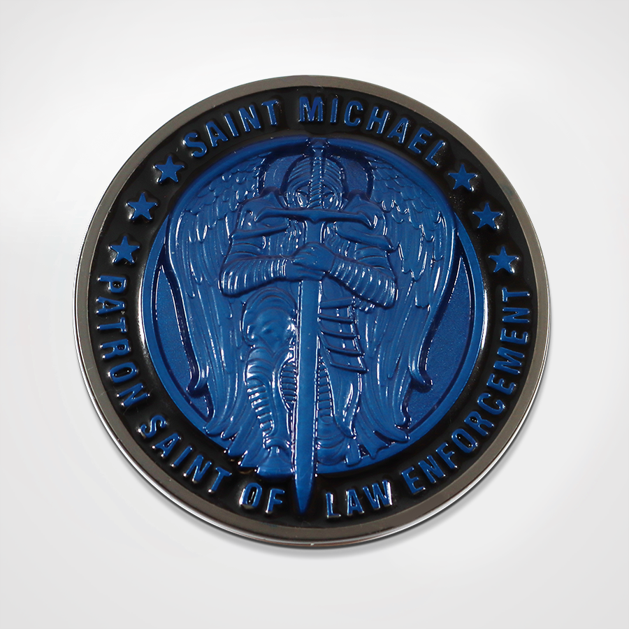 Brave in Blue St. Michael Coin – SymbolArts Shop