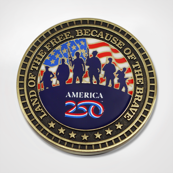 America250™ Because of the Brave Military Coin – SymbolArts Shop